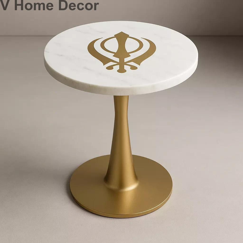 Zafarnama Throne Side Table (15” Marble Top) – Sacred Scroll Pedestal ...