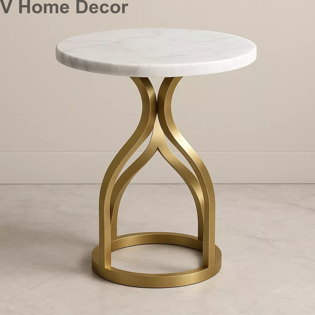 Trinetra Halo Side Table (15” Marble Top) – Third Eye Sacred Metal Ped ...