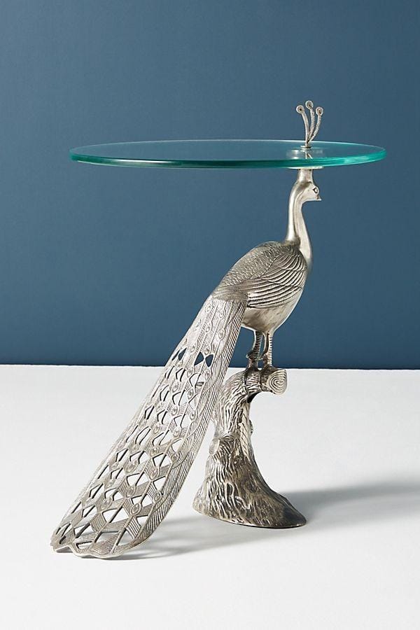 Aluminium Peacock Side Table 22*22*24 — V Home Decor